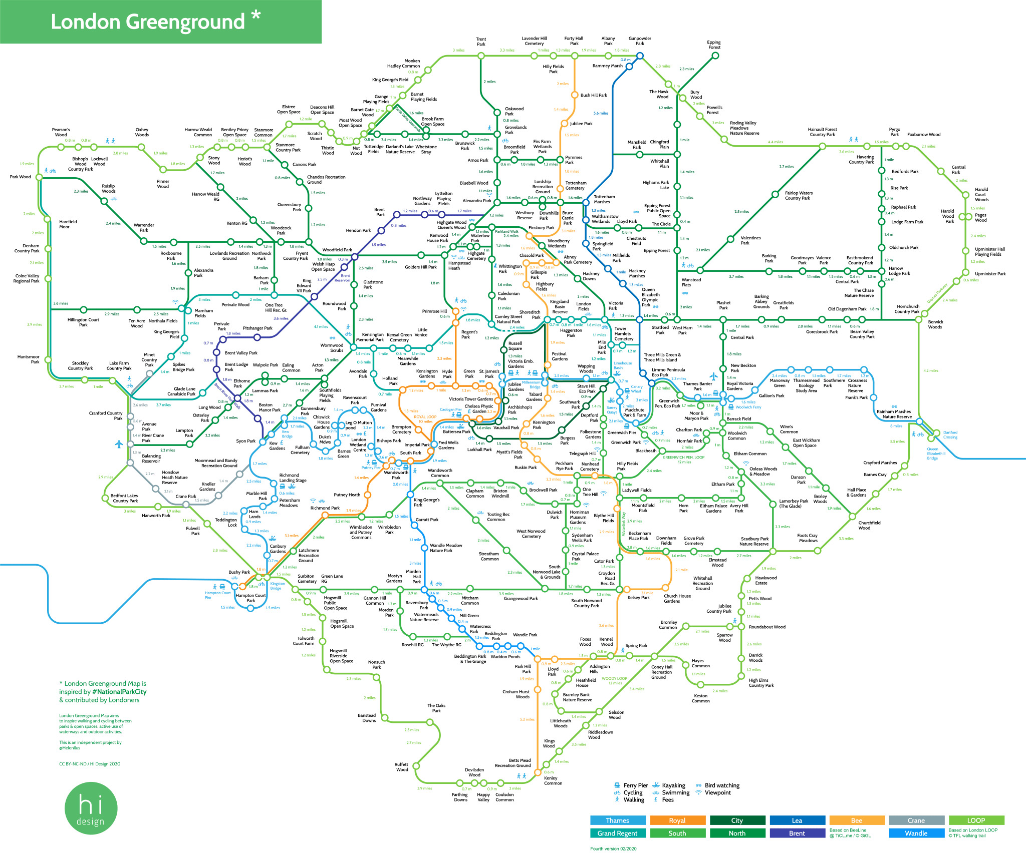 London Greenground map with distances – Helen Ilus
